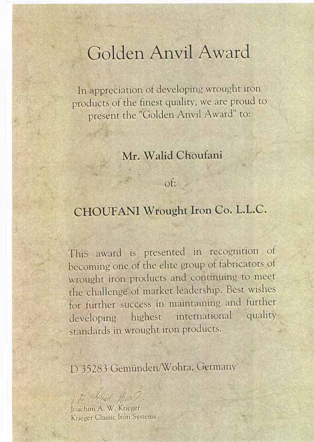 The Golden Anvil Award – Choufani